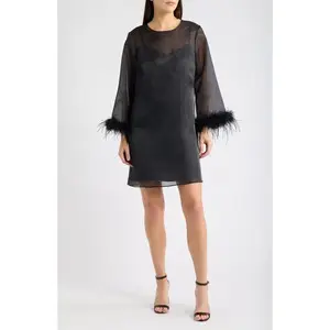 Julia Jordan Feather Cuff Mini Shift Dress