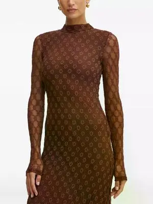 Bardot Floral-lace High-neck Midi Dress
