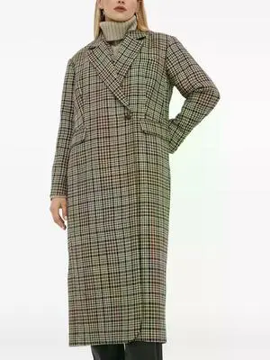 HERSKIND Wanda Check-pattern Double-breasted Coat - Brown