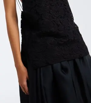 Khaite Neema Silk Voile And Lace Top