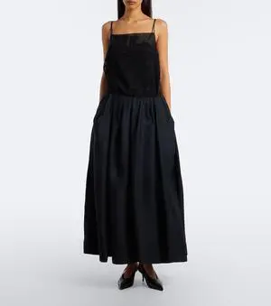 Khaite Neema Silk Voile And Lace Top