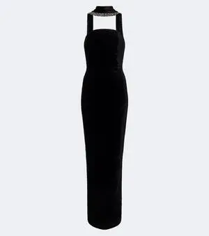 Roland Mouret Embellished Halterneck Velvet Gown