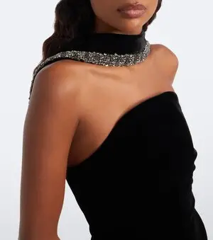 Roland Mouret Embellished Halterneck Velvet Gown
