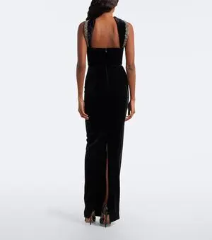 Roland Mouret Embellished Halterneck Velvet Gown