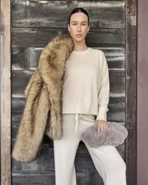 Splendid Tori Cashmere Crewneck Sweater Java