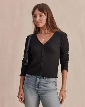 Splendid Dakota Shimmer Long Sleeve Top Black