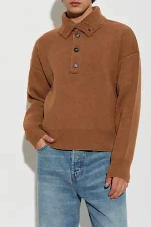 AMI Paris Wool Turtleneck Sweater With Embroidered Logo