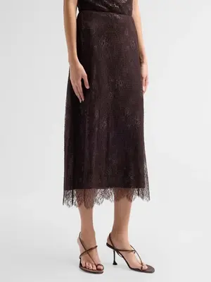 A.L.C. Ava Sequined Floral Lace Midi Skirt