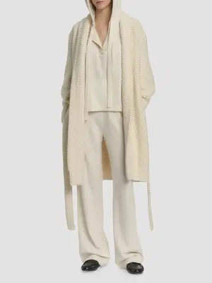 Malo Rice-stitch Wool-cashmere Tie-waist Cardigan