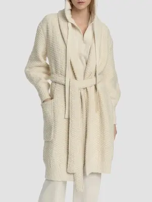 Malo Rice-stitch Wool-cashmere Tie-waist Cardigan