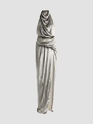 Prabal Gurung Draped Crushed Velvet Halter Gown