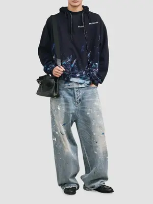 Balenciaga Paint Splatter Oversized Zip-up Hoodie