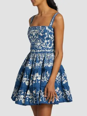 Agua Bendita Lima Ribbons Tiered Minidress
