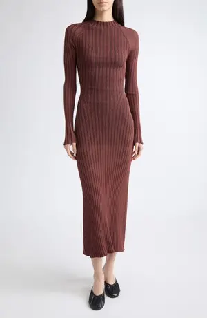 Proenza Schouler Roux Viscose & Silk Rib Midi Dress - Copper