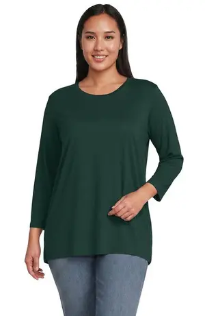 LANDS' END 3/4 Sleeve Supima Cotton Crewneck Tunic - Pine