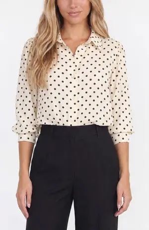 BISHOP + YOUNG Cate Polka Ruched Sleeve Top - Dot
