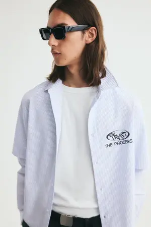 H&M Relaxed-fit Layered-look Printed Shirt