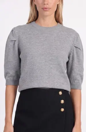 BISHOP + YOUNG Stella Ruched Sleeve Sweater - Grey
