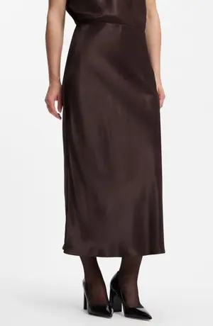 BOSS Vesatie Satin Midi Skirt - Mole