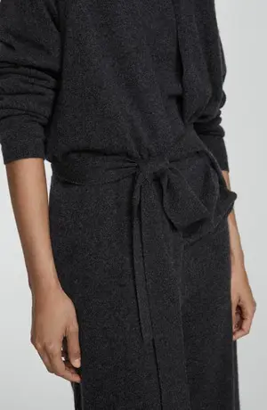 Mango Belted Longline Cashmere Cardigan