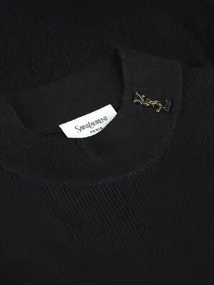 Saint Laurent Ribbed Silk Pullover - Black