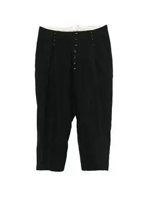 KLASICA Pinstriped Button-front Trousers - Black