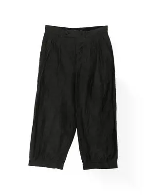 KLASICA Pleated-waist Cropped Trousers - Black