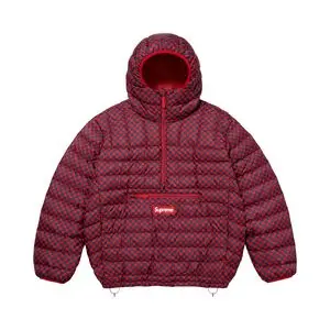Supreme Micro Down Half Zip Hooded Pullover Checkerboard - Red