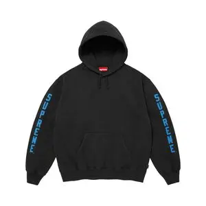 Supreme Washed Logo Hooded Sweatshirt - Black