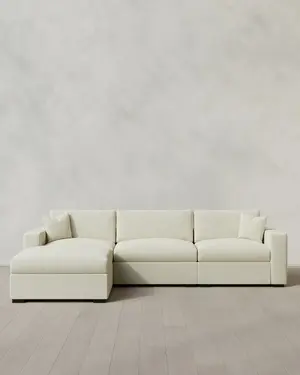 Quince Oasis 4-piece Chaise Sectional In Performance Linen - Ivory