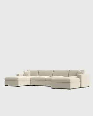 Quince Oasis 6-piece U Sectional In Performance Linen - Ivory