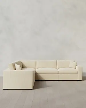 Quince Oasis 5-piece L Sectional In Performance Chenille Linen Blend Eggshell