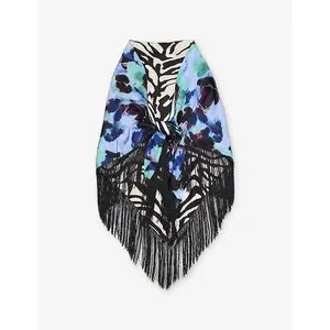 RAT AND BOA Rheta Zebra And Floral Printed Satin Scarf - Multi