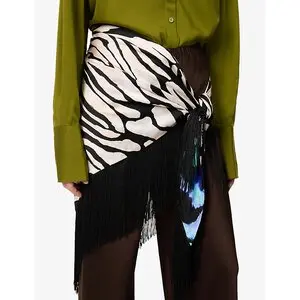 RAT AND BOA Rheta Zebra And Floral Printed Satin Scarf