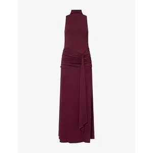 PRETTY LAVISH Solace Halterneck Stretch-jersey Maxi Dress