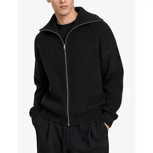 The Kooples Ribbed Zip-up Merino-wool Cardigan