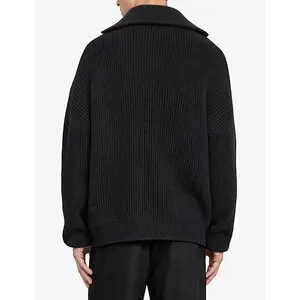 The Kooples Ribbed Zip-up Merino-wool Cardigan