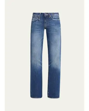 R13 Effie Low-rise Relaxed Straight Jeans - Oasis Blue