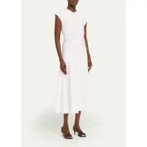Veronica Beard Lisette Drop-waist Stretch Cotton Midi Dress