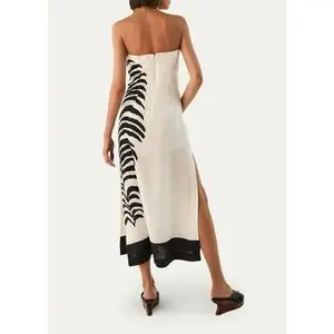 VIX PAULA HERMANNY Penelope Leaf-print Linen-blend Midi Dress