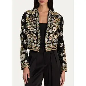 Alice + Olivia Harvey Embellished Embroidered Jacket