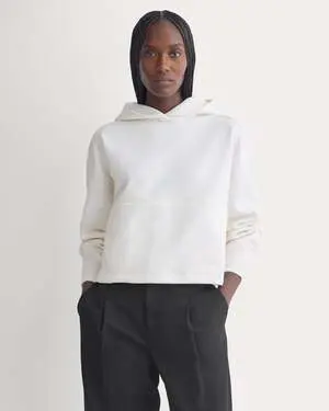 Everlane Luxe Fleece Seamed Cropped Hoodie Bone