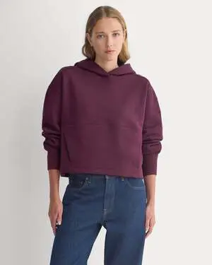 Everlane Luxe Fleece Seamed Cropped Hoodie - Deep Plum