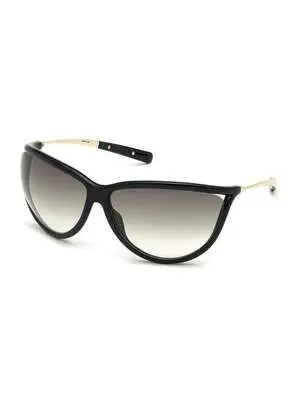 TOM FORD Ft0770 Sunglasses Shiny Black / Gradient Smoke