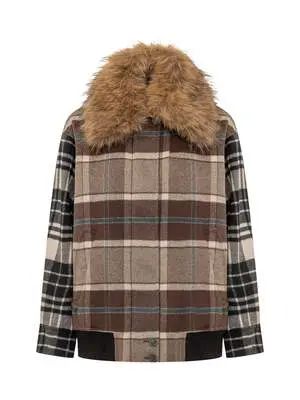 WEEKEND BY MAX MARA Weekend Wool Blend Knit Lined Overcoat Jacket - Dis.check