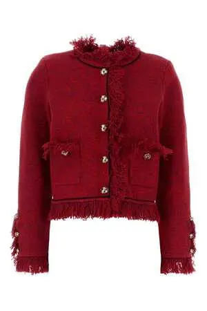 SELF-PORTRAIT Two-tone Cotton Blend Blazer - Multicoloured
