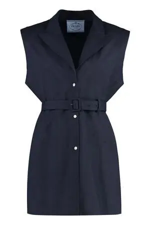 Prada Structured Virgin Wool Single-breasted Waistcoat With Coordinated Belt
