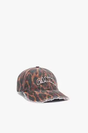 GANNI Printed Washed Cotton Ocelot Leopard Cap