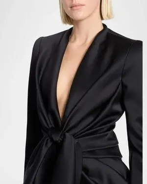 Balmain Knotted Crepe Satin Jacket - Noir