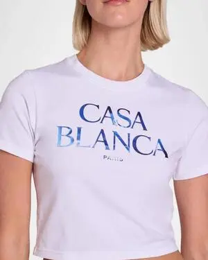 Casablanca Stacked Logo Cotton Crop T-shirt - Stacked Lo